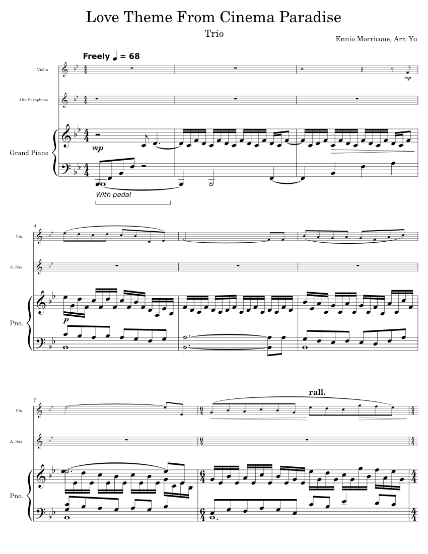 Love theme – Ennio Morricone Cinema Paradiso Trio (Violin, Saxophone ...