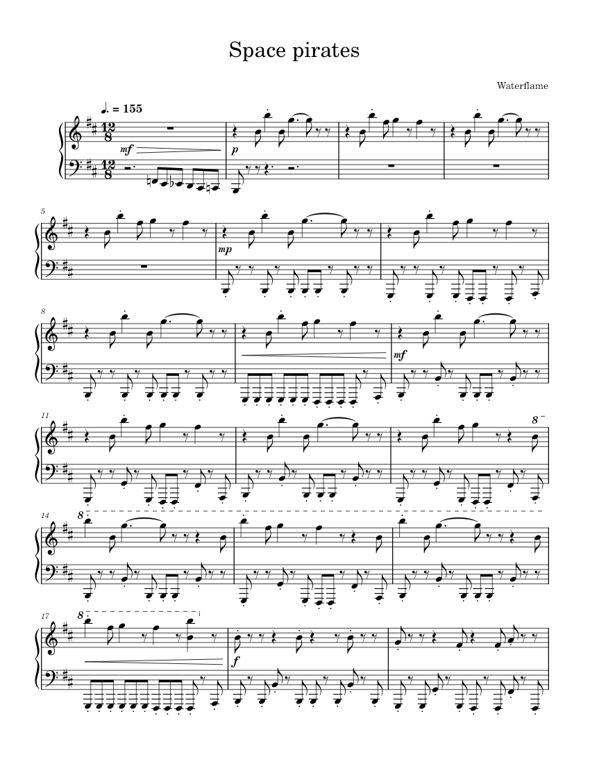 Space Pirates – Waterflame Space pirates Sheet music for Piano (Solo ...