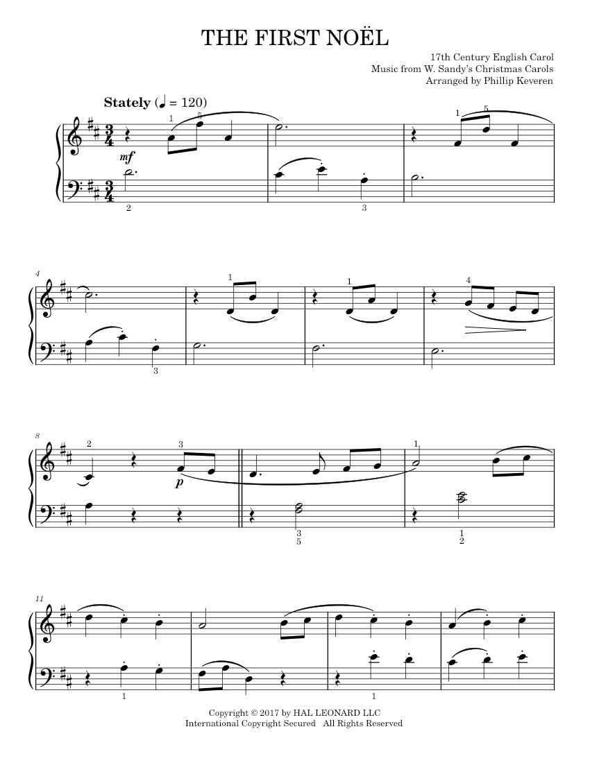 the first noel Sheet music for Piano by Misc Christmas Official ...