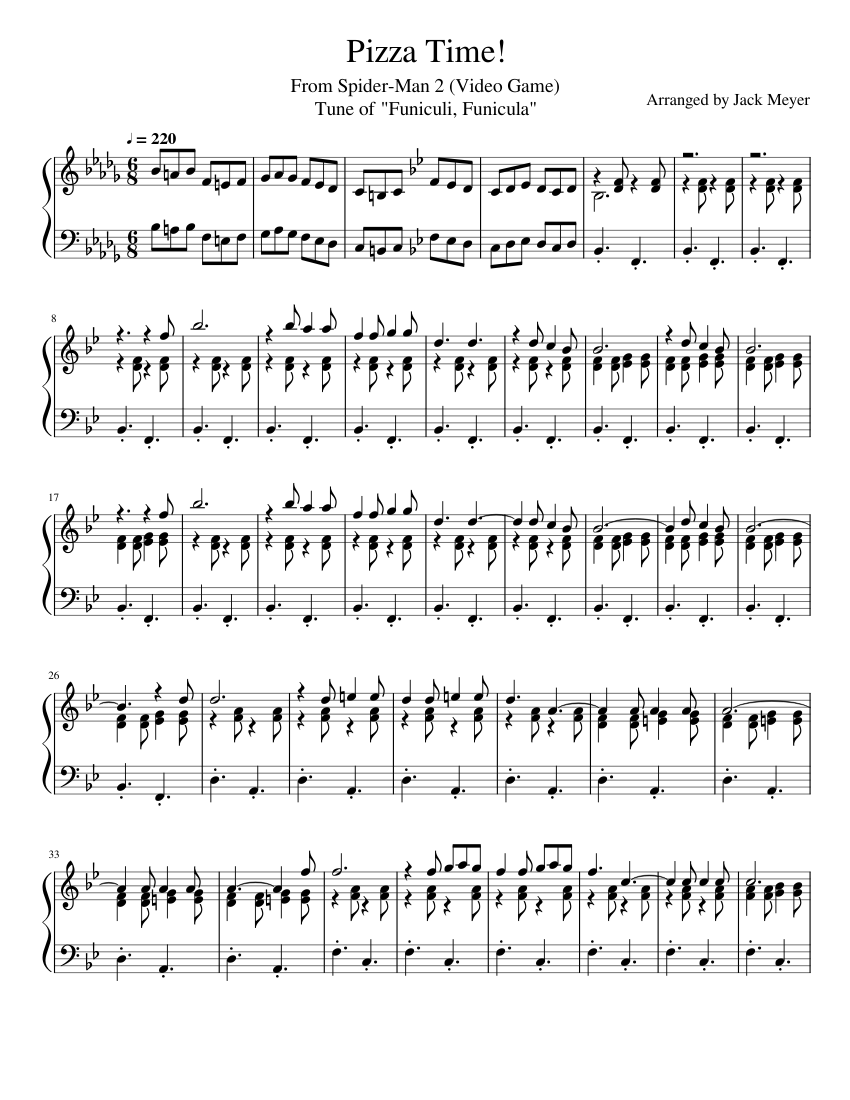 Pizza Time! Sheet music for Piano (Solo) Easy | Musescore.com