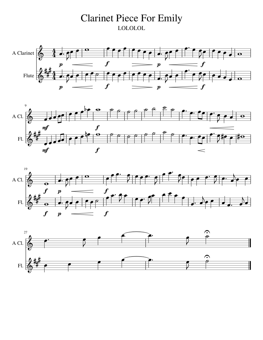 Falling Sheet music for Flute, Clarinet in a (Woodwind Duet) | Download ...