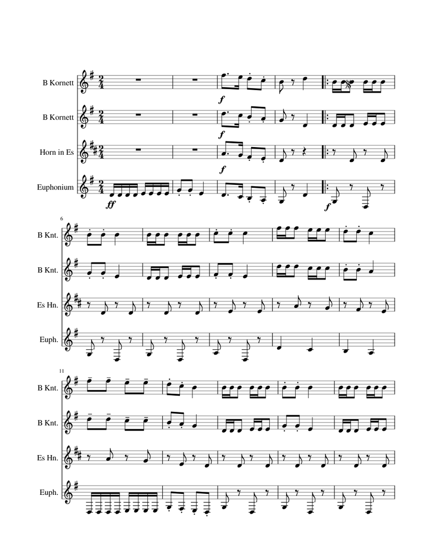 Auf der Autobahn - Slavko Avsenik Sheet music for Cornet, Euphonium ...