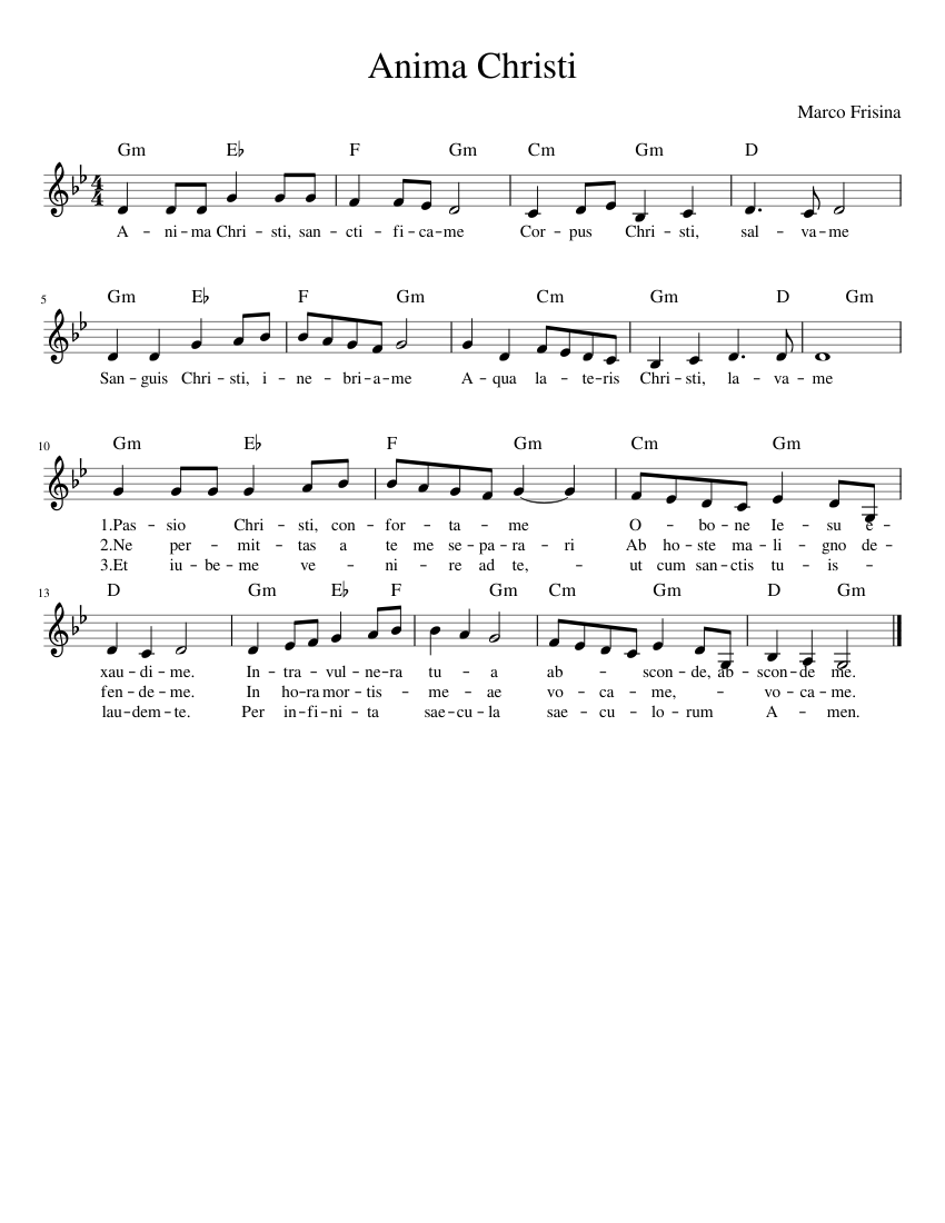 Anima Christi Sheet music for Piano (Piano-Voice-Guitar) Easy ...