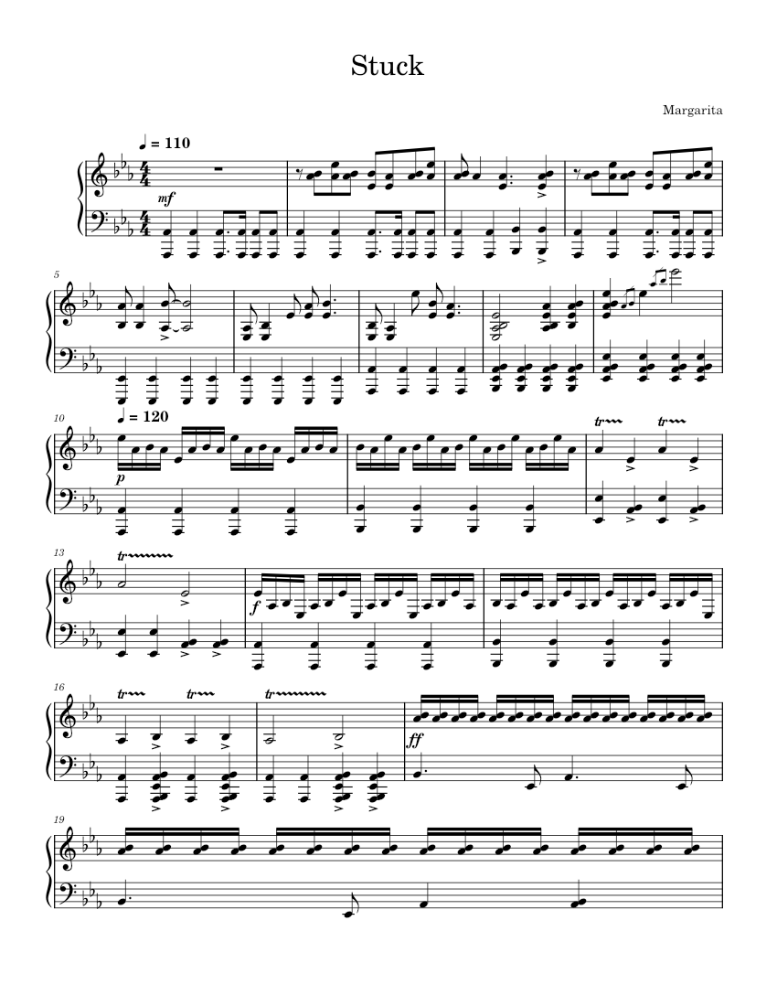 Stuck Sheet music for Piano (Solo) | Musescore.com