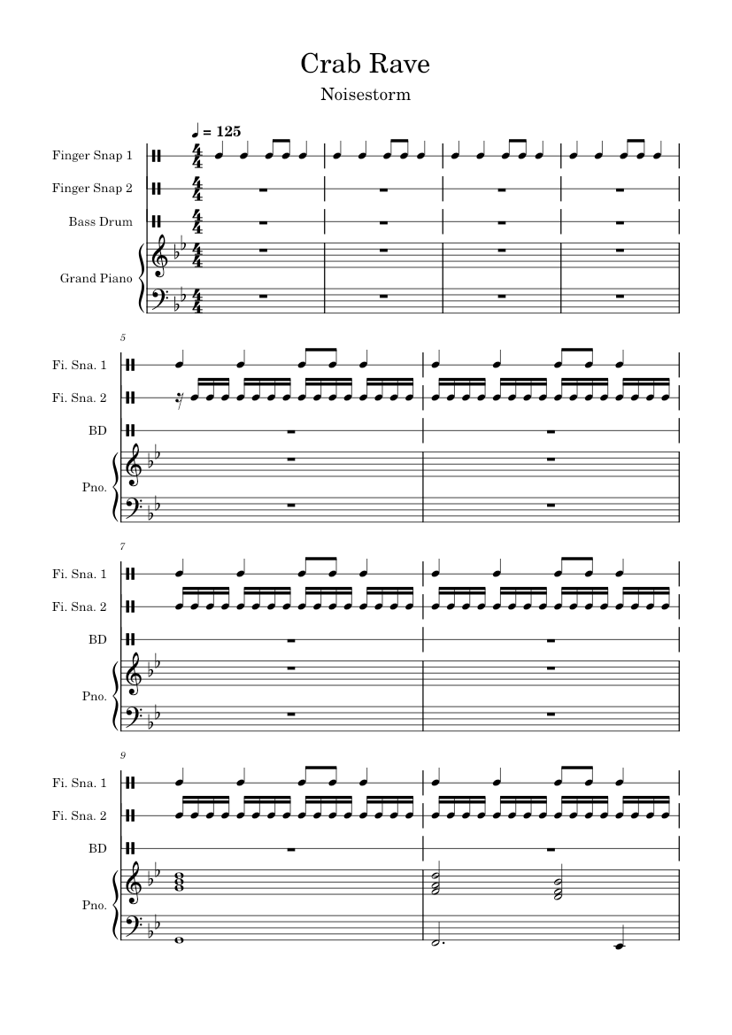 Crab rave – Noisestorm Sheet music for Piano, Drum group, Strings group ...