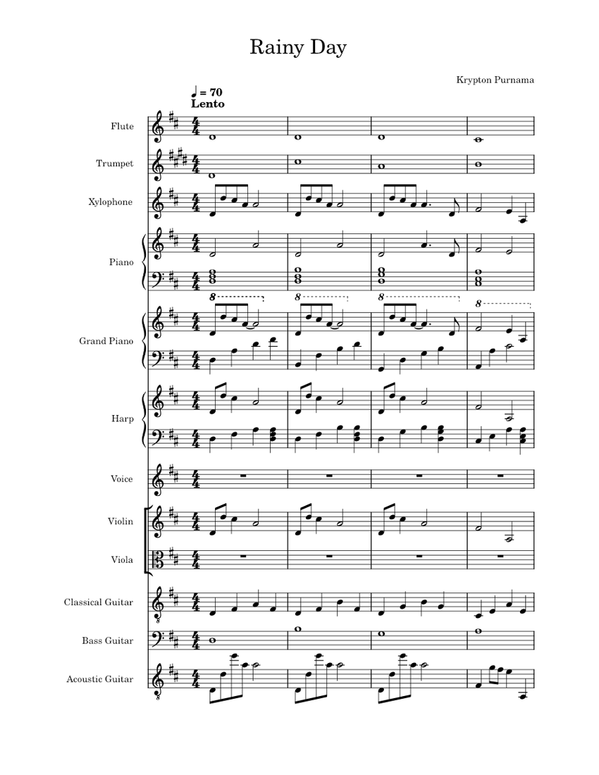 Rainy_Day Sheet music for Piano, Vocals, Flute, Violin & more ...