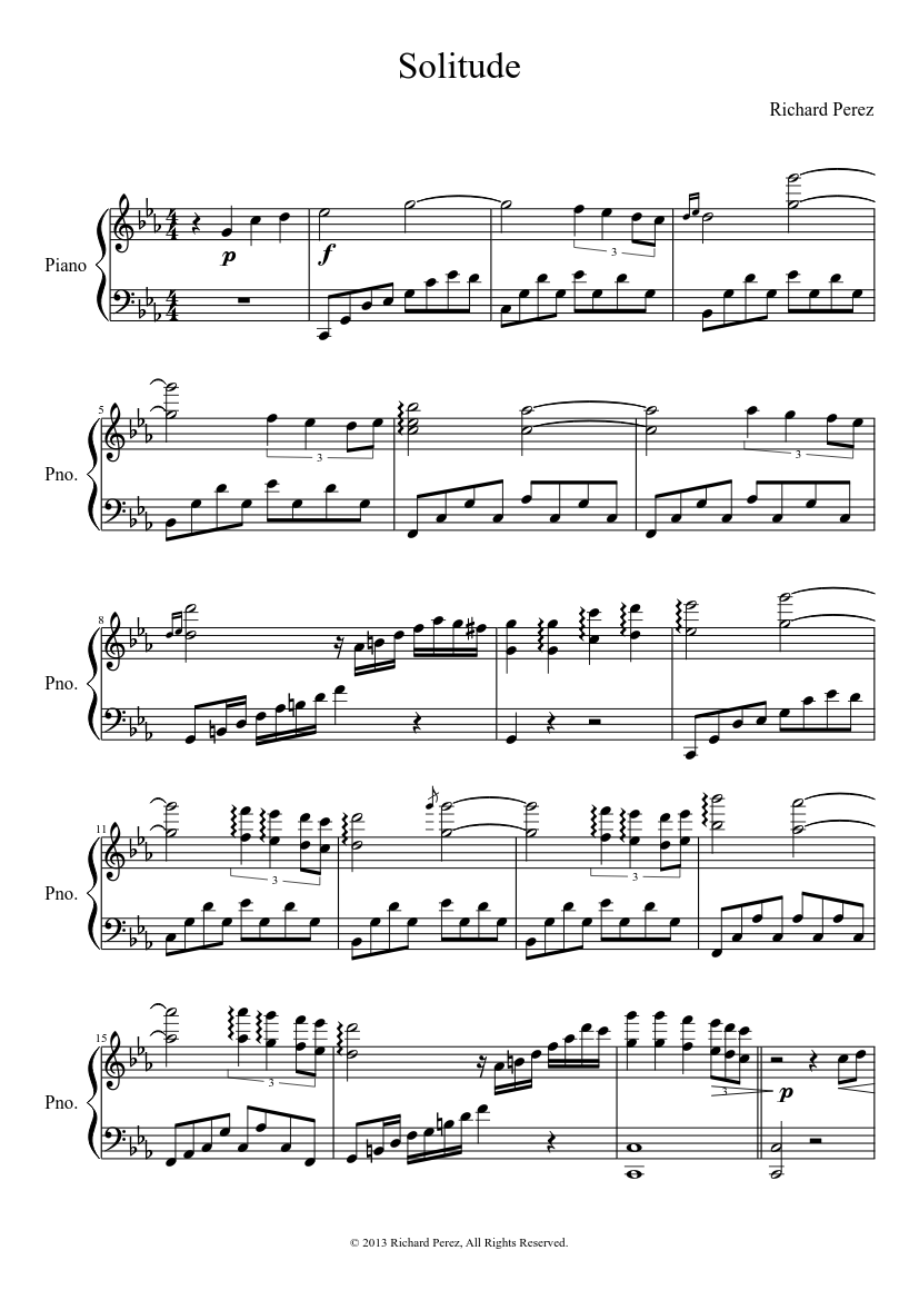 Solitude Sheet music for Piano (Solo) | Musescore.com