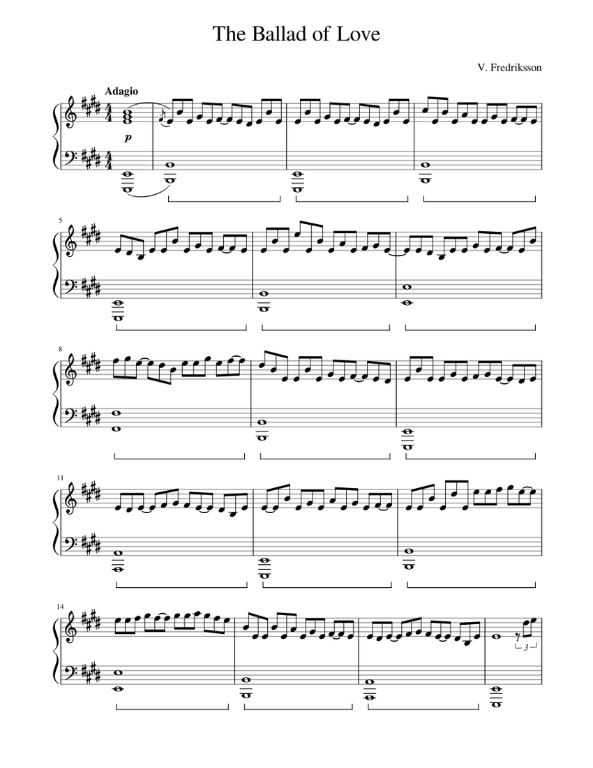 The Ballad of Love Sheet music for Piano (Solo) | Musescore.com