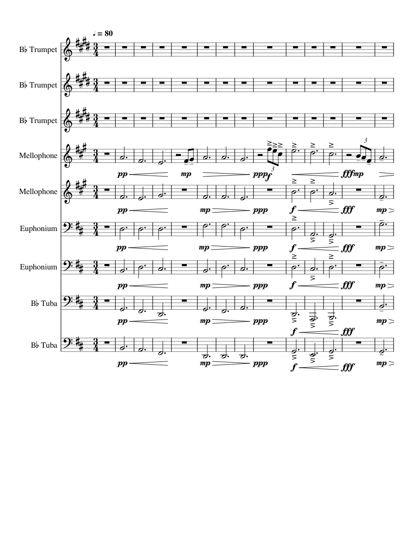 A Mellow Sound Sheet music for Euphonium, Tuba, Mellophone, Trumpet in ...