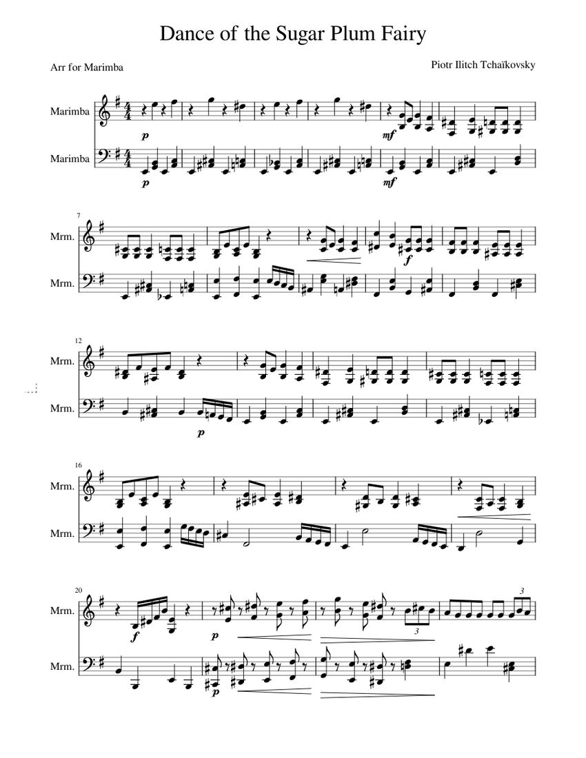 Dance of the Sugar Plum Fairy Danza_del_hada_de_azucar_score Sheet music for Marimba (Percussion ...