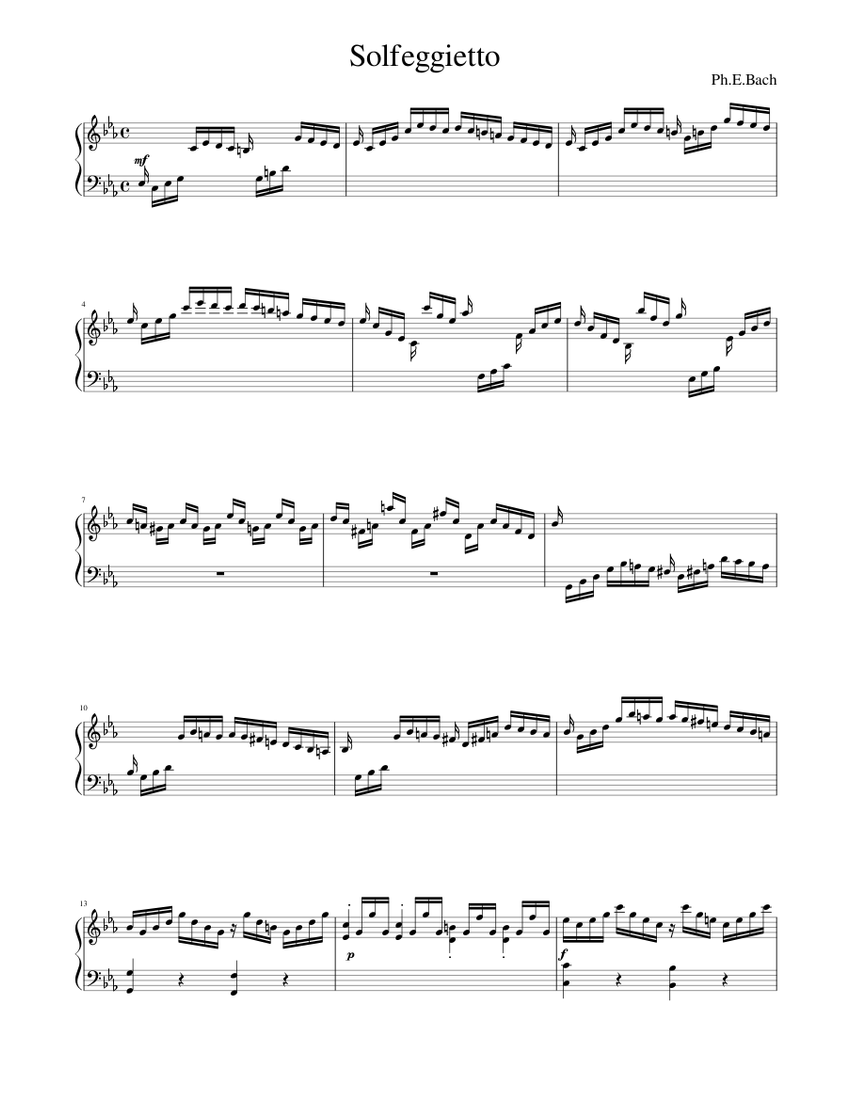 Solfeggietto - C.P.E. Bach Sheet music for Piano (Solo) | Musescore.com