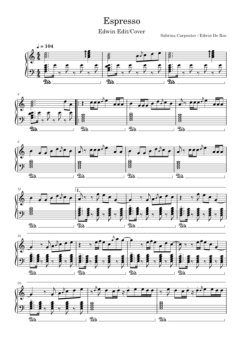 Espresso – Sabrina Carpenter Sheet Music for Piano (Solo) | MuseScore.com