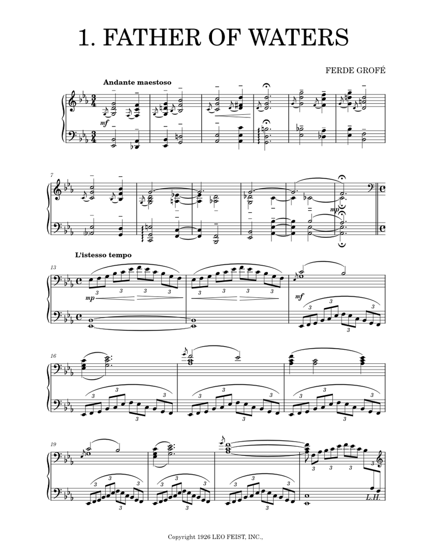 Father of Waters (1926) Sheet music for Piano (Solo) | Musescore.com