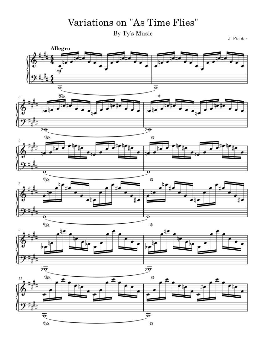 Variations on "As Time Flies" By Ty's Music Sheet Music for Piano (Solo) Easy | MuseScore.com