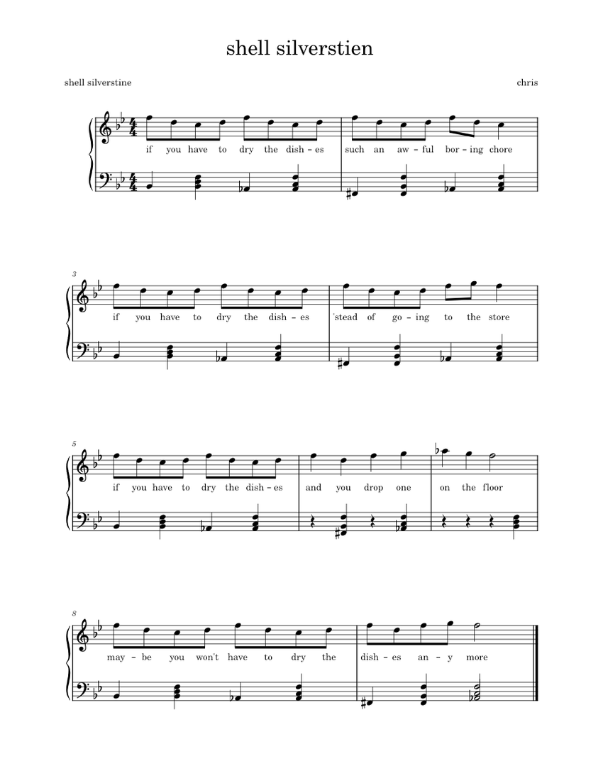 shell silverstien Sheet music for Piano (Solo) Easy | Musescore.com