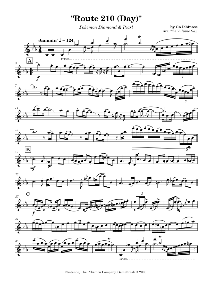Route 210 (Day) Tenor Sax Solo Sheet music for Saxophone (Tenor) (Solo ...