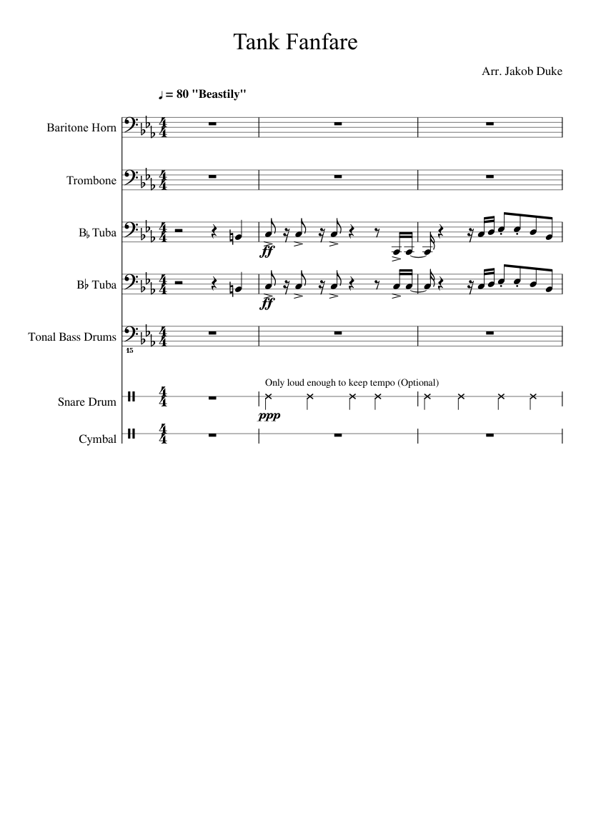 Tank Fanfare - Low Brass Fanfare Sheet Music for Trombone, Tuba (Brass ...