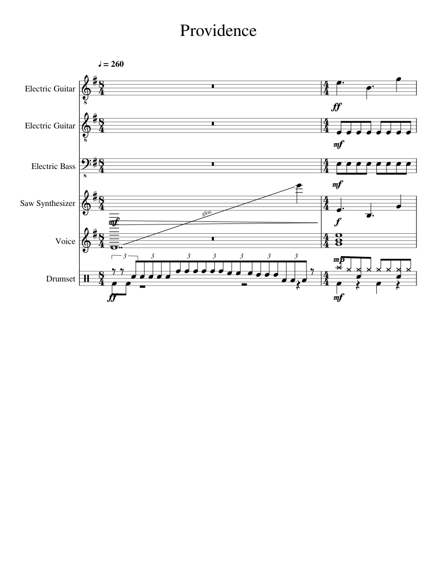 Providence Sheet music for Vocals, Guitar, Bass guitar, Drum group ...