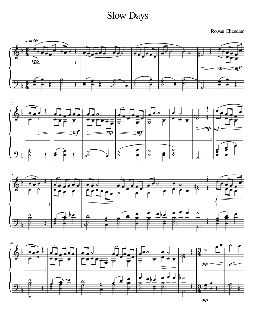 Slow Days Sheet Music For Piano Solo Easy Musescore slow-days-sheet-music-for-piano-solo-easy-musescore