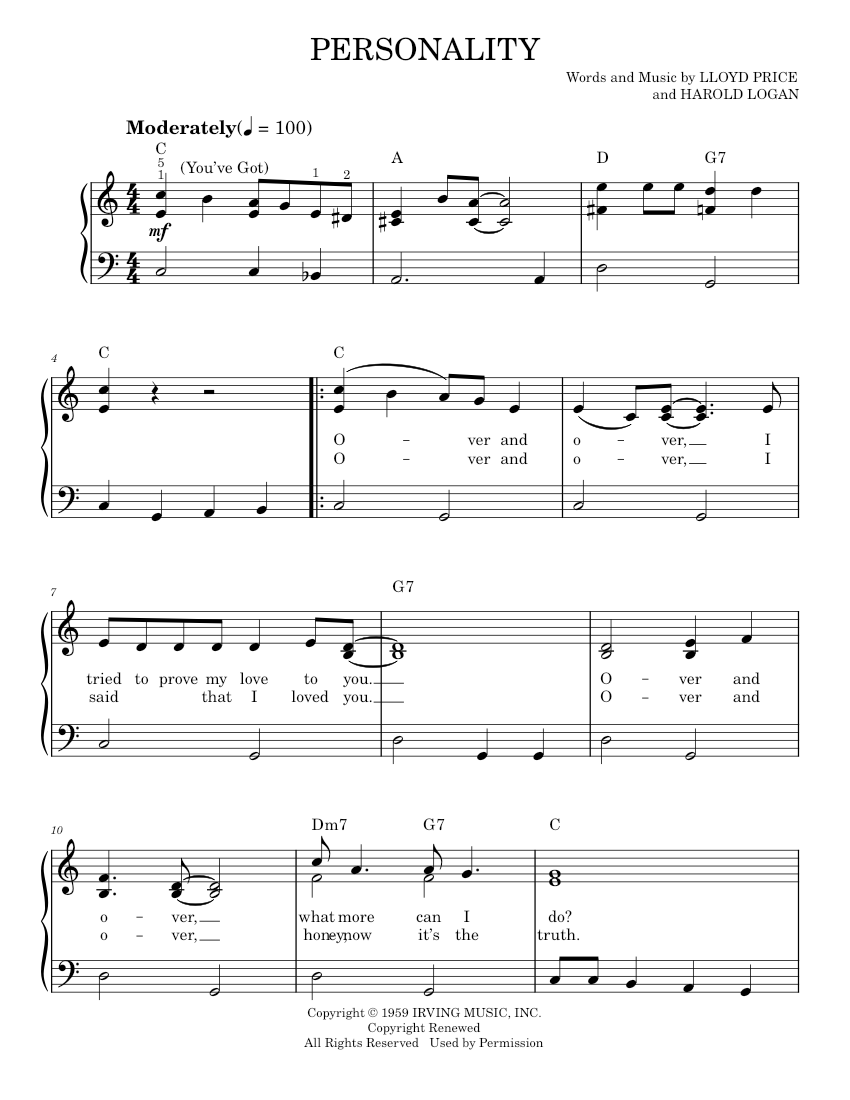 (You've Got) Personality Sheet music for Piano: Music Notes