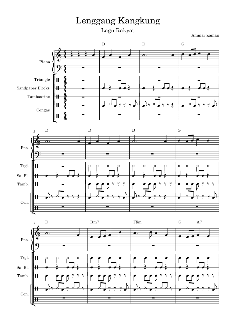 Lenggang Kangkung Sheet Music with Chords for Piano, Drum group ...