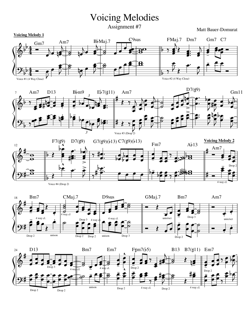 Voicing Melodies Assignment #7 Sheet music for Piano (Piano Four Hand ...