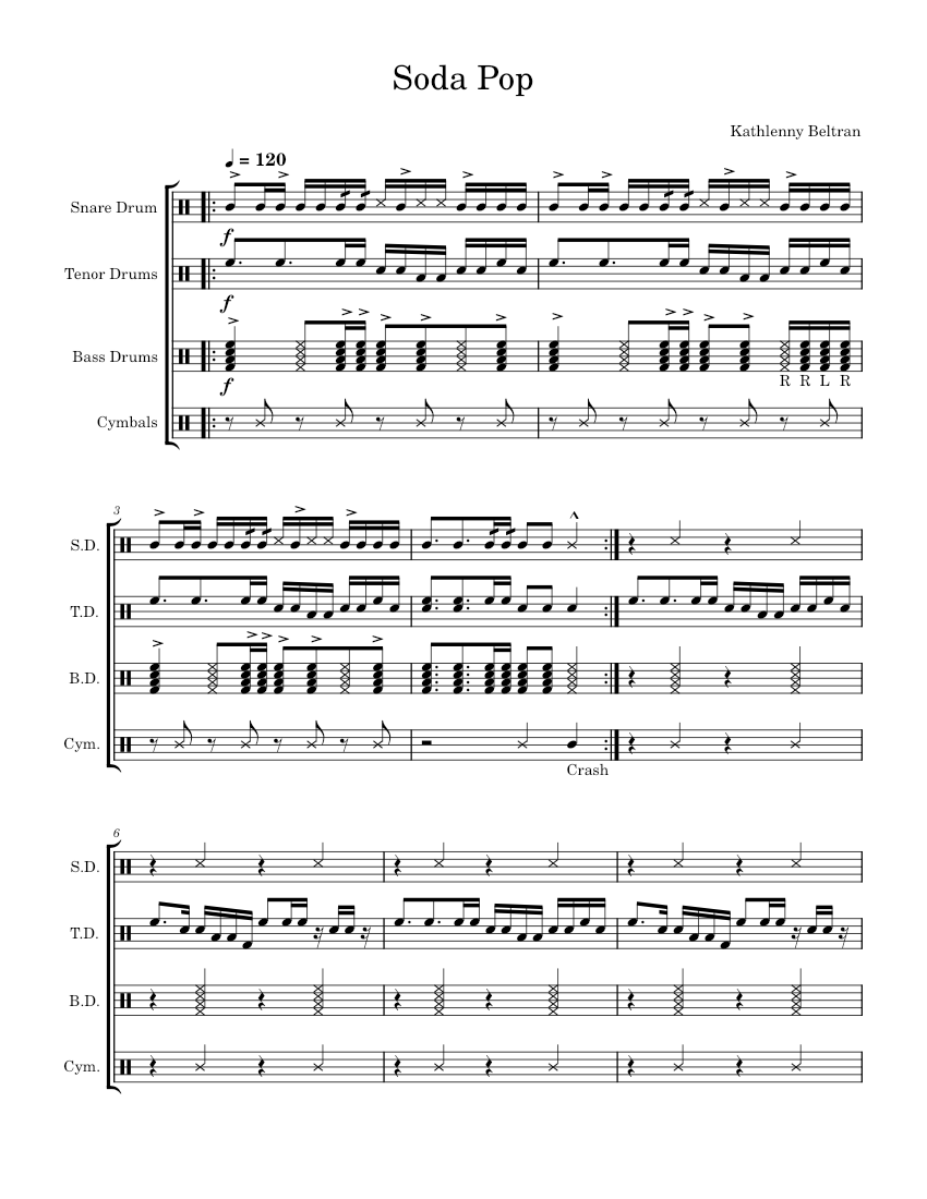 Soda Pop Sheet Music for Tuba, Synthesizer, Trumpet other (Percussion ...