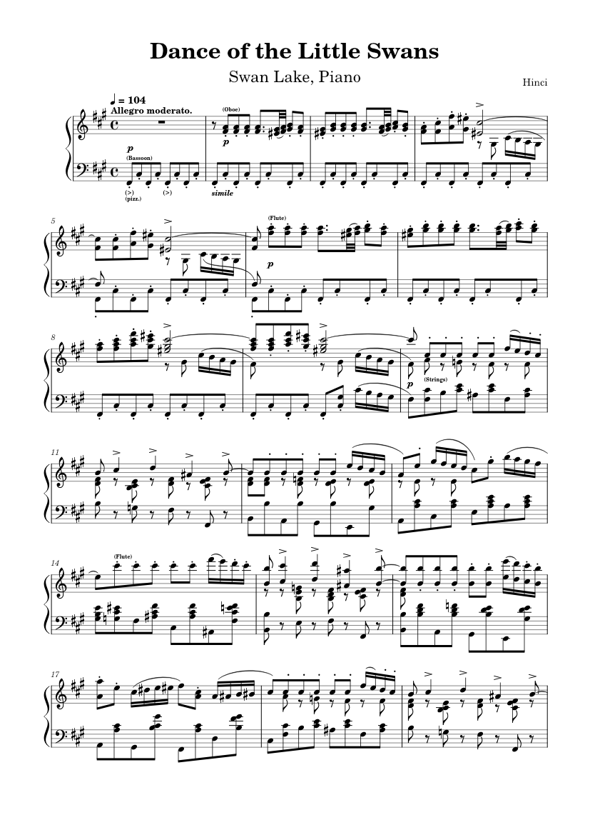 Swan Lake, 13d. Dance of the Little Swans Sheet Music for Piano (Solo) | MuseScore.com