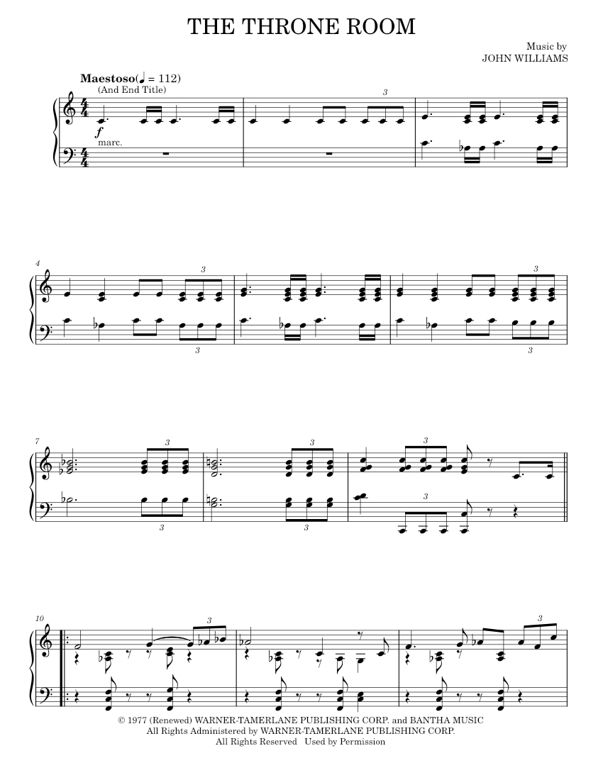 Play Official version of Throne Room and End Title (from Star Wars: A New Hope) Sheet Music by ...