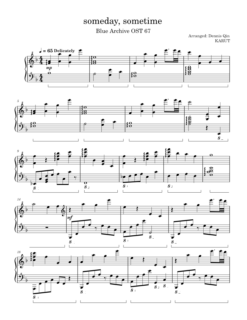someday, sometime - KARUT | Blue Archive OST 67 Sheet Music for Piano ...
