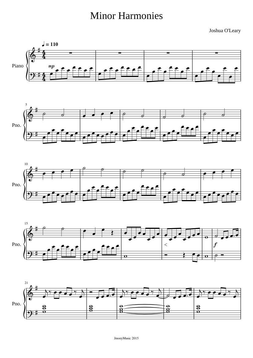 Minor Harmonies Sheet music for Piano (Solo) Easy | Musescore.com