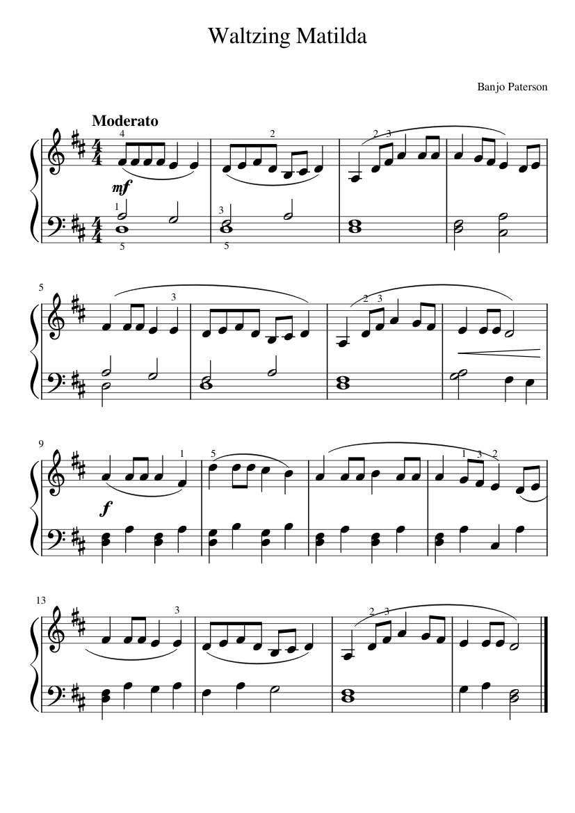 Waltzing Matilda Sheet music for Piano (Solo) Easy | Musescore.com