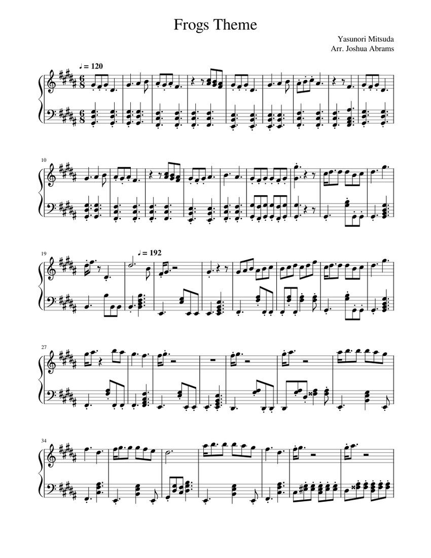 Chrono Trigger - Frogs Theme Sheet music for Piano (Solo) | Musescore.com
