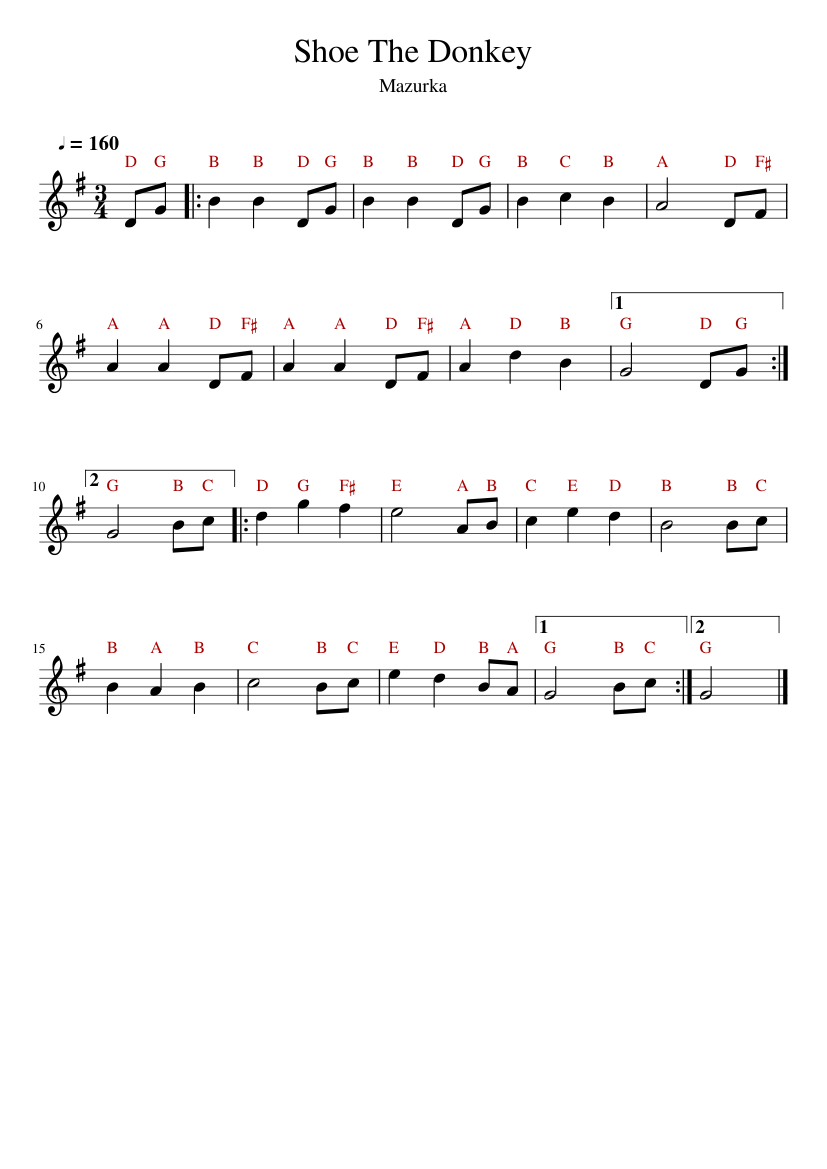 Shoe The Donkey Sheet music for Flute piccolo (Solo) | Musescore.com