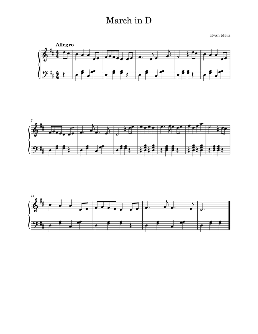 March_in_D Sheet music for Piano (Solo) Easy | Musescore.com