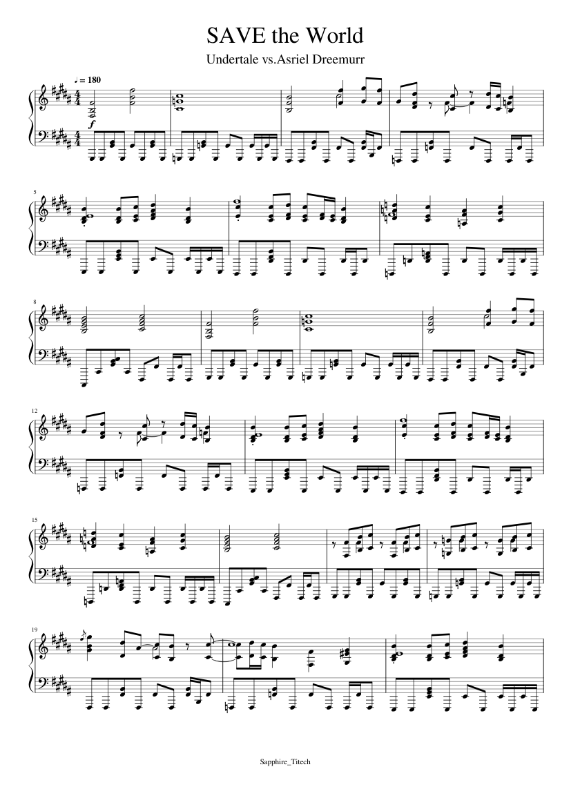 SAVE the World Sheet Music for Piano (Solo) | MuseScore.com
