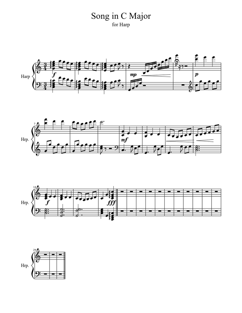Song in C Major Sheet music for Harp (Solo) | Musescore.com