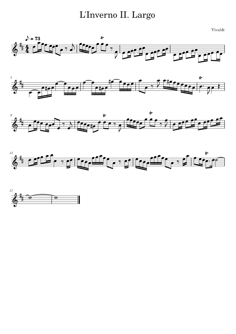 The Four Seasons, Winter 2nd movement , easy violin - Antonio Vivaldi ...