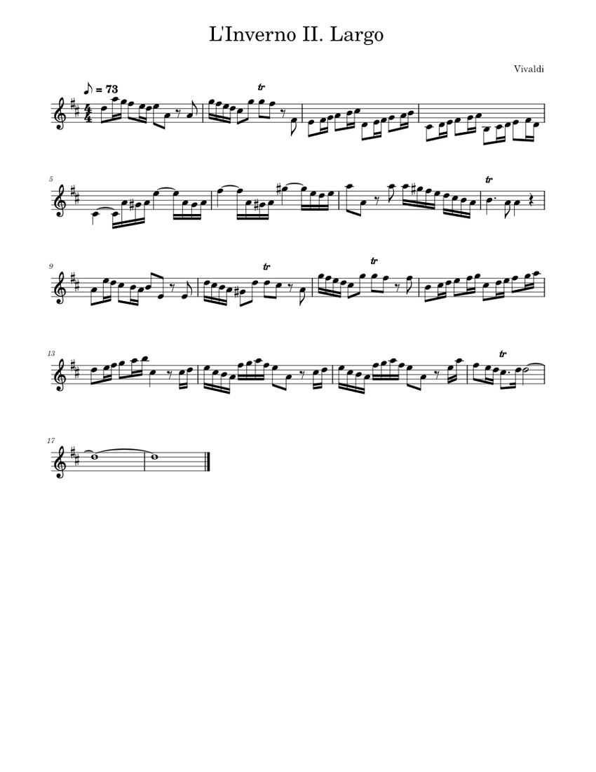 The Four Seasons, Winter 2nd movement , easy violin - Antonio Vivaldi ...