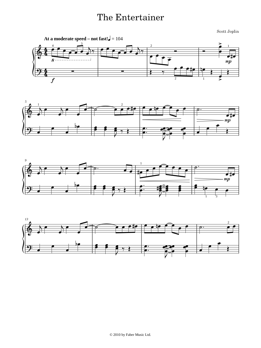 Play Official version of The entertainer Sheet Music by Scott Joplin for Piano | MuseScore.com