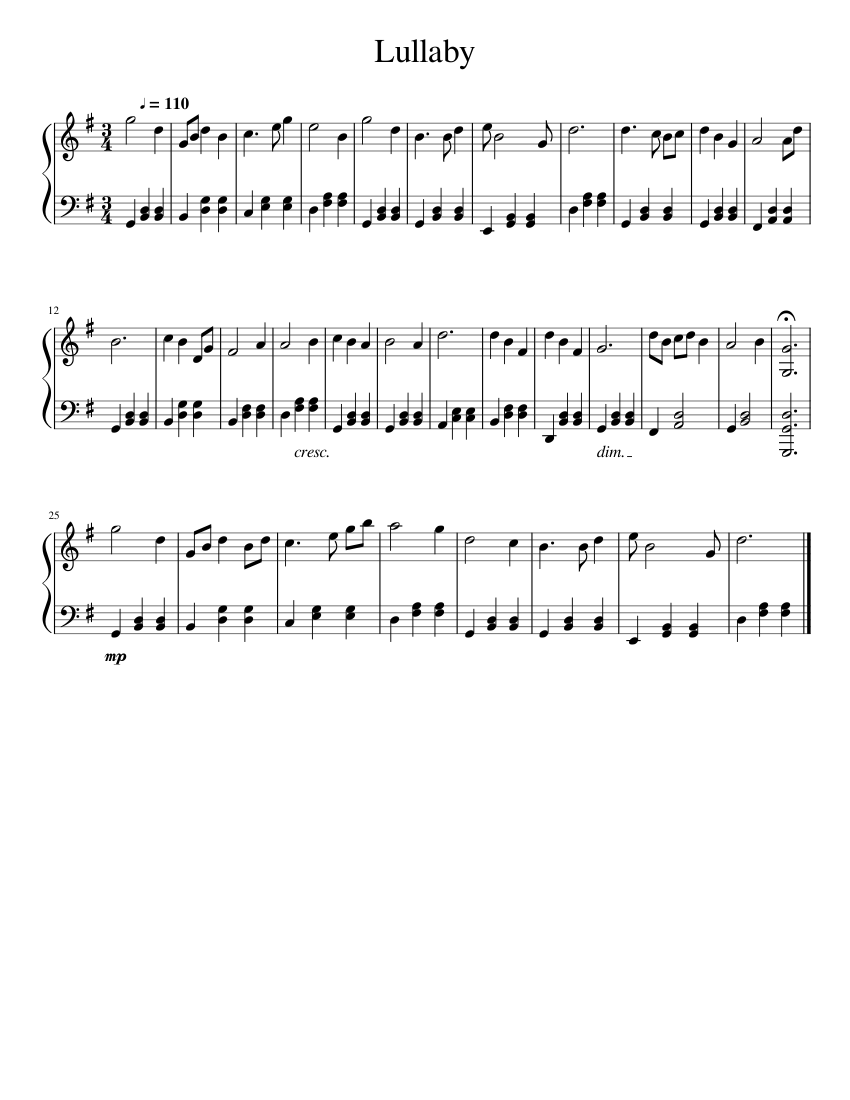 Lullaby Sheet music for Piano (Solo) Easy | Musescore.com