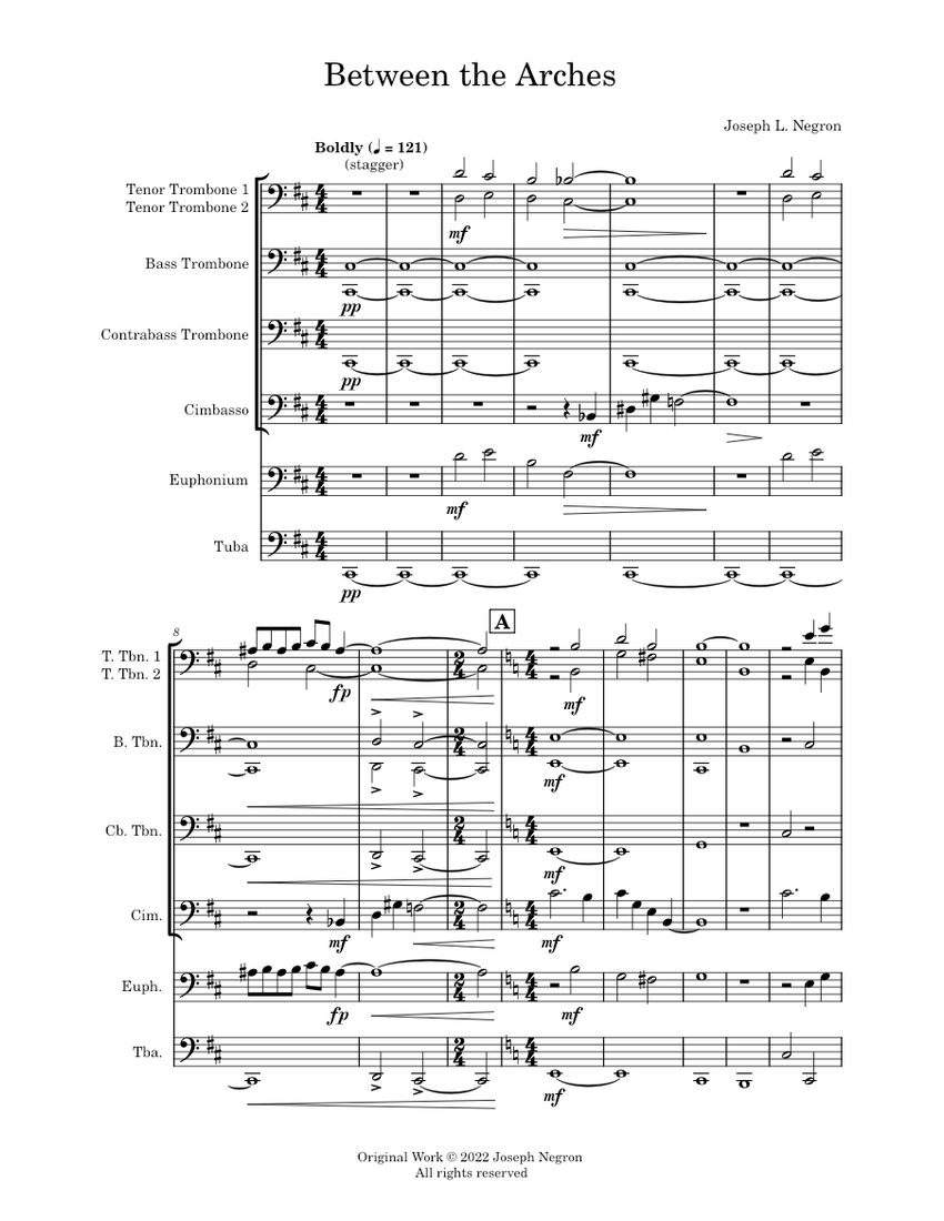 Between the Arches - Joseph L. Negron Sheet music for Euphonium, Tuba, Trombone tenor, Trombone ...