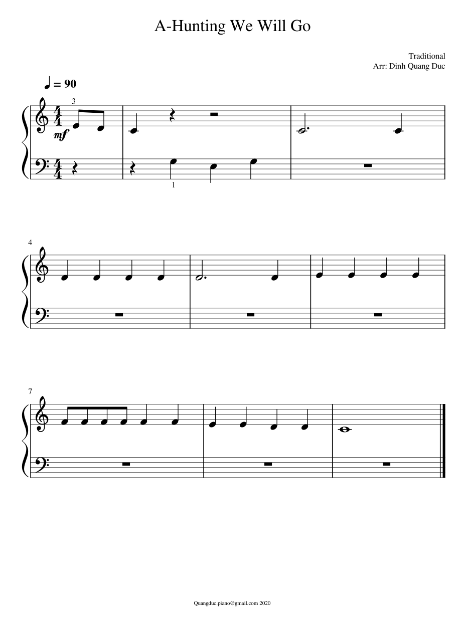 A-Hunting We Will Go ( Easy) Sheet music for Piano (Solo) | Musescore.com