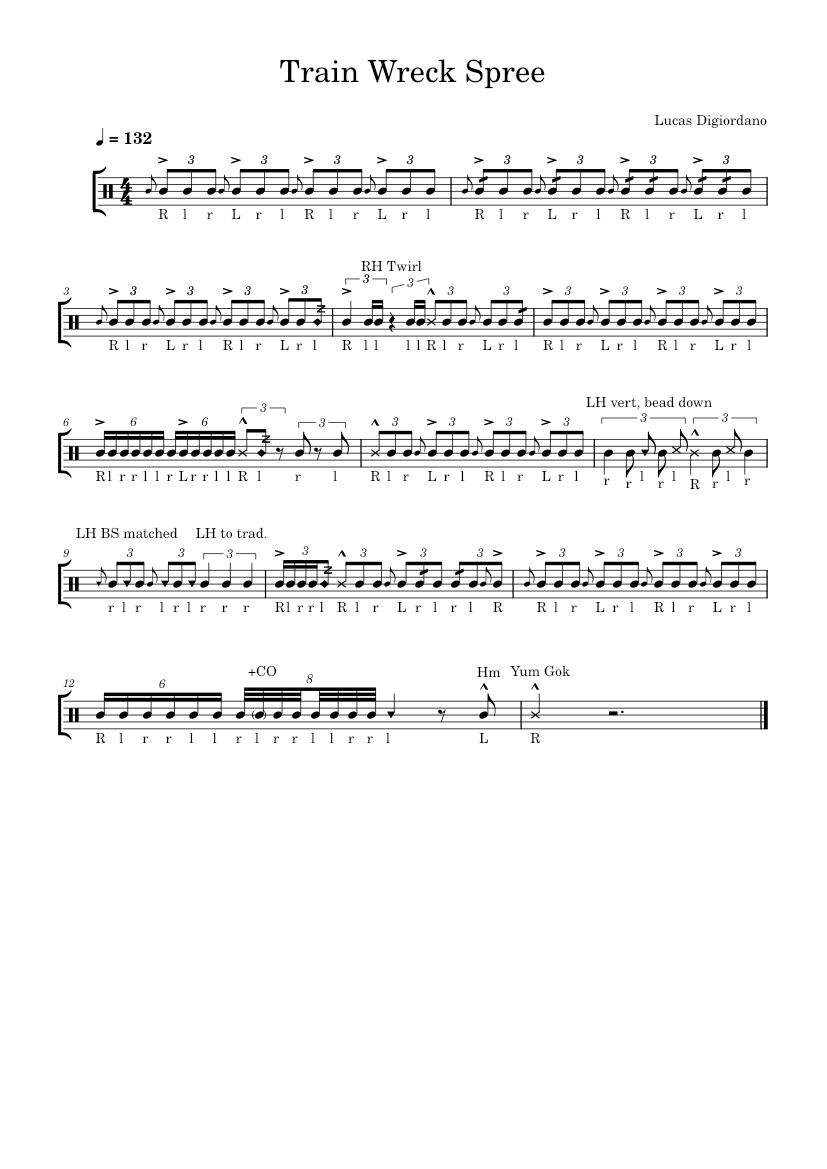 Train Wreck Spree Sheet music for Snare drum (Solo) | Musescore.com
