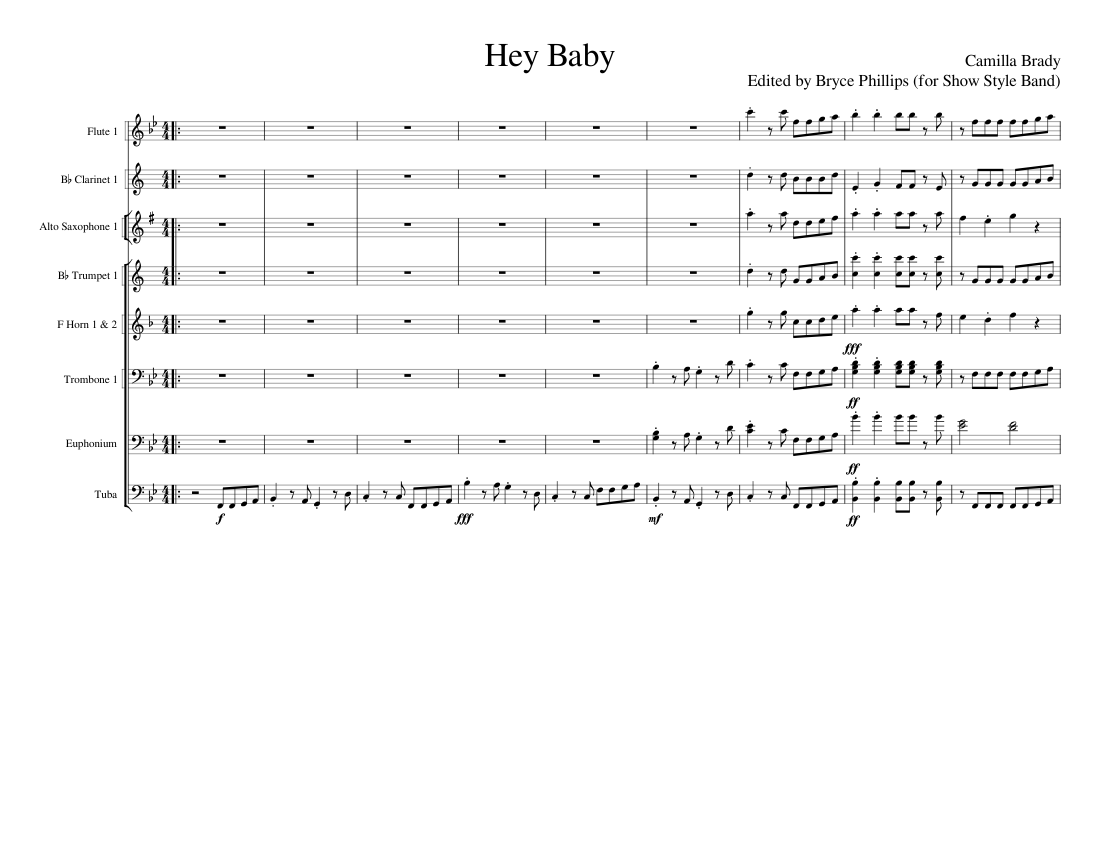 Hey Baby! Sheet music for Trombone, Euphonium, Tuba, Flute & more ...