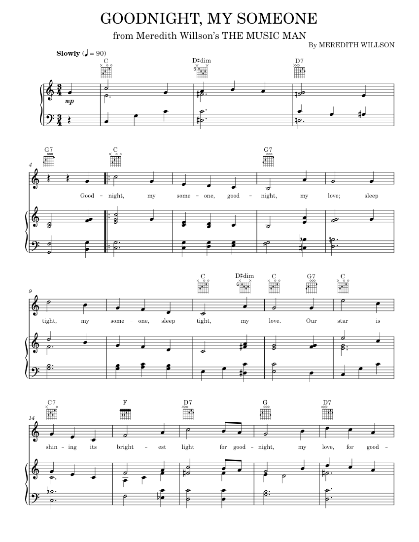 Play Official version of Goodnight, My Someone sheet music by David ...