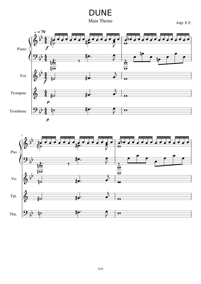 DUNE Sheet music for Piano, Trombone, Vocals, Trumpet other (Mixed ...