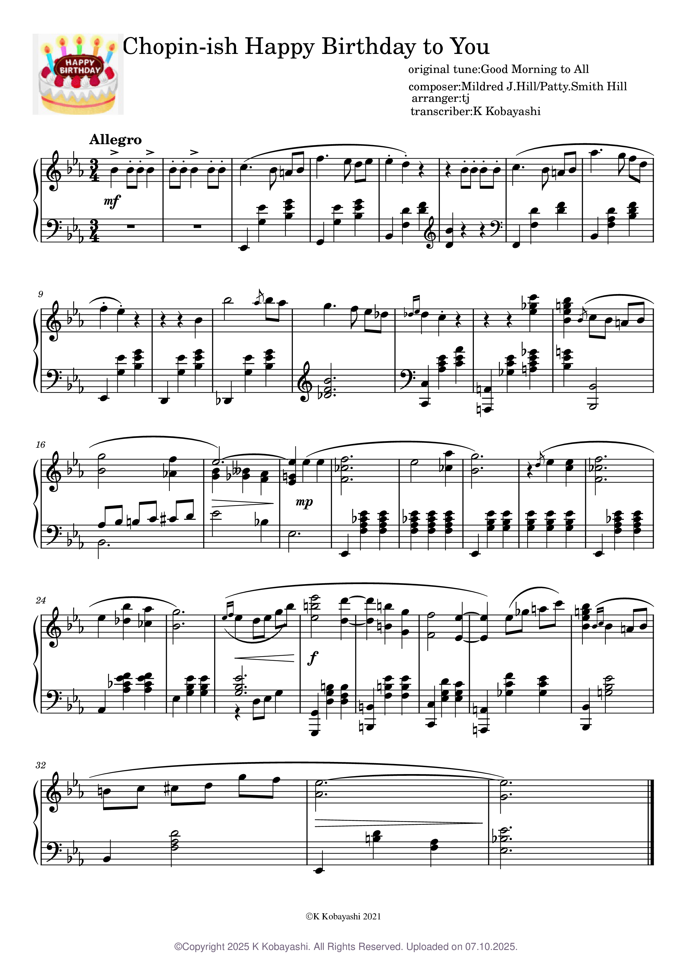 Chopin-ish Happy Birthday to You Sheet music for Piano (Solo) | Musescore.com