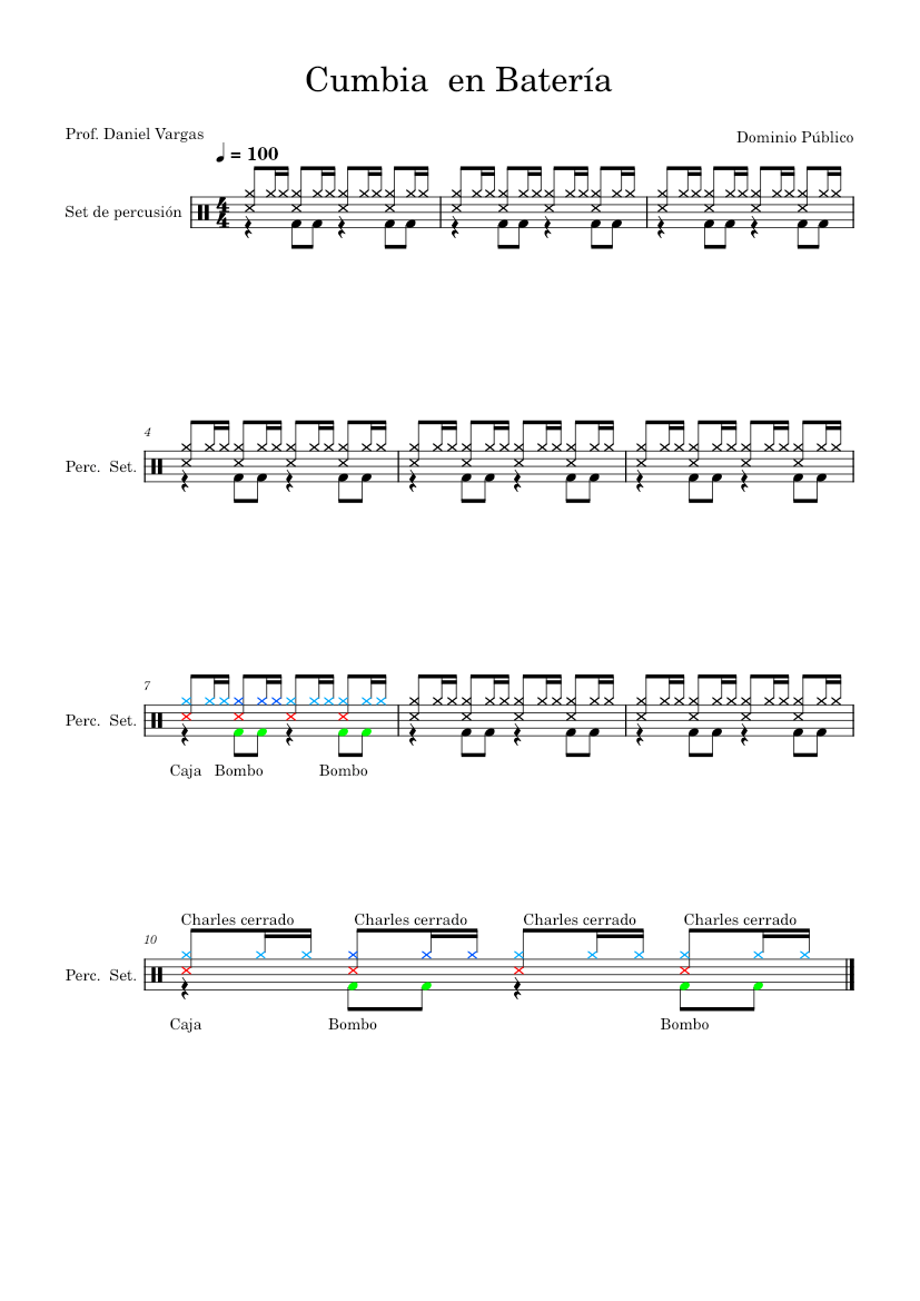 Cumbia Completa en Batería Sheet Music for Drum group (Piano Duo ...