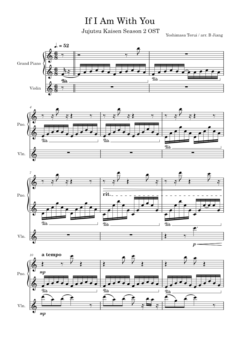 If I Am With You – Yoshimasa Terui Sheet Music for Piano, Violin (Mixed ...